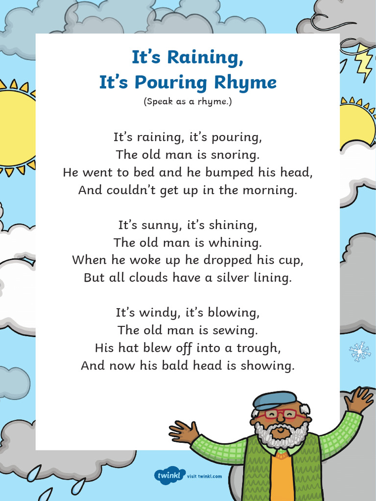Its Raining Its Pouring Rhyme | PDF
