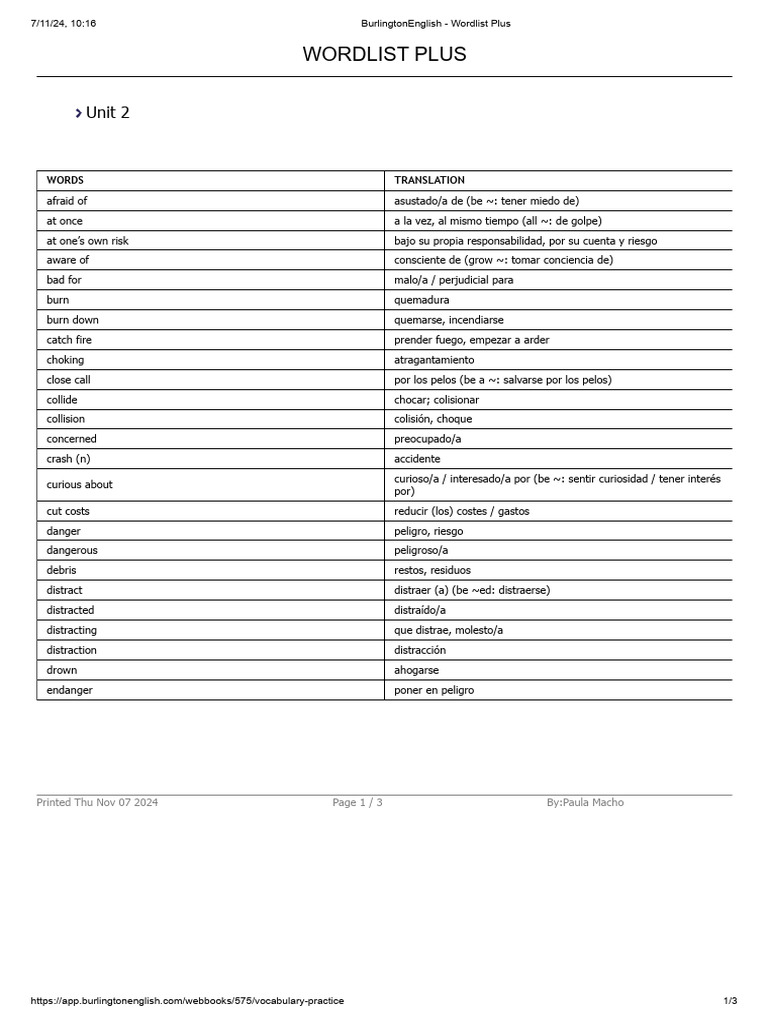 Unit 2 Vocabulary | PDF