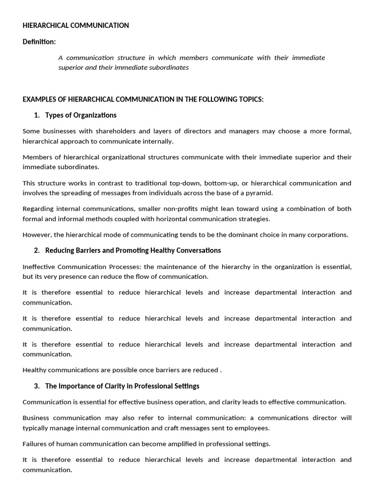 Hierarchical Communication Pdf Hierarchy Communication
