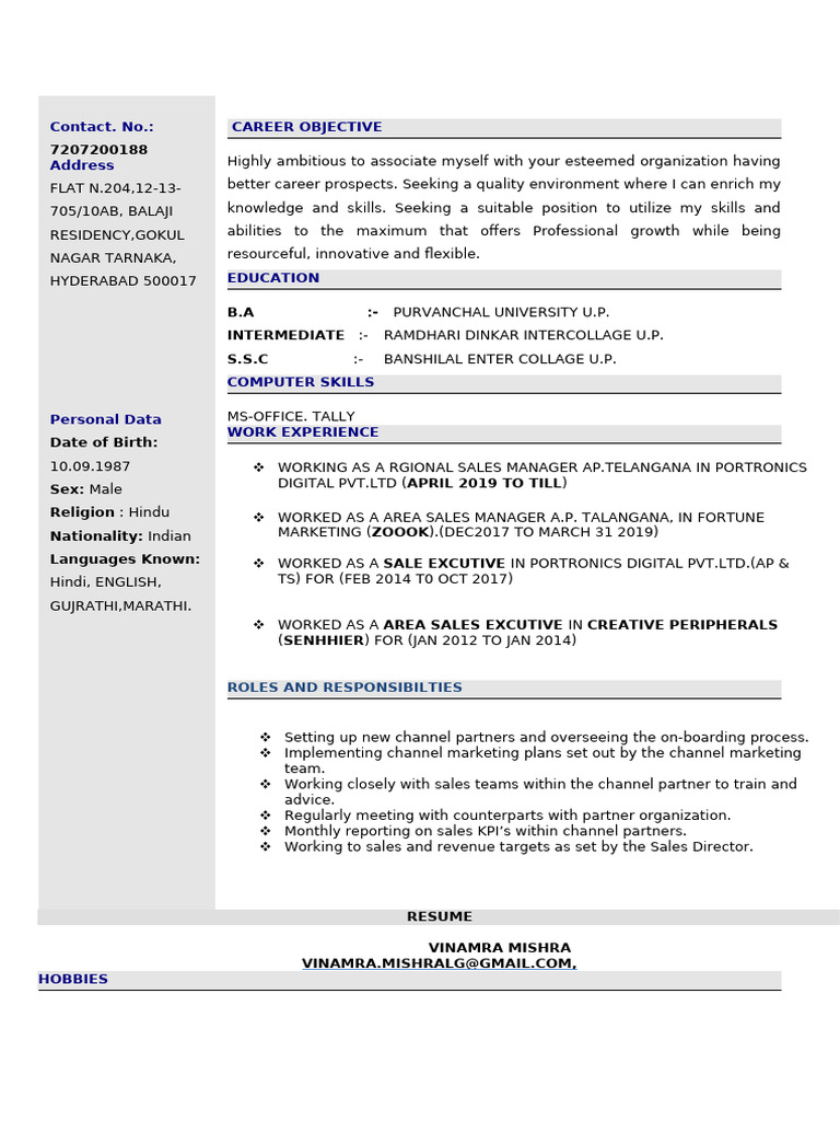 Vinamra Mishra Personal Bio | PDF | Career & Growth | Business