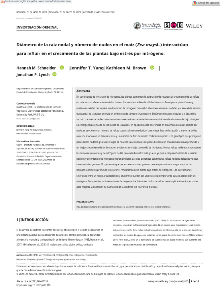 Plant Direct - 2021 - Schneider - Nodal Root Diameter and Node Number ...