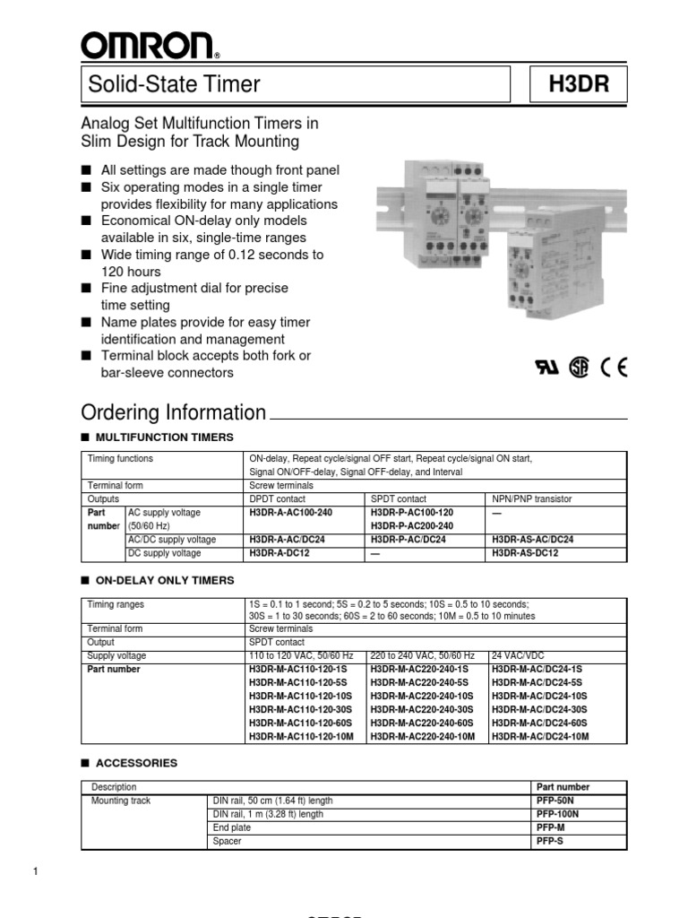H3dr-A Omron Timer | PDF | Power Supply | Relay