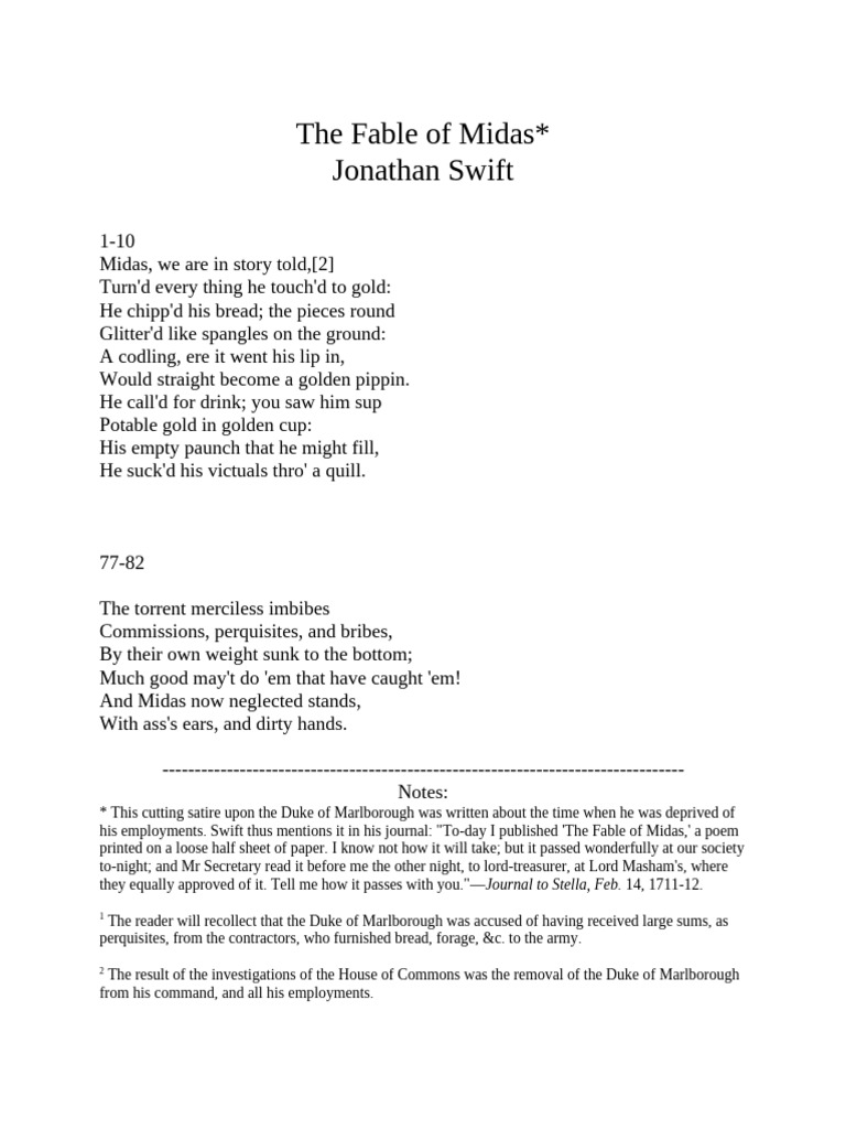 The PoemThe Fable of Midas | PDF