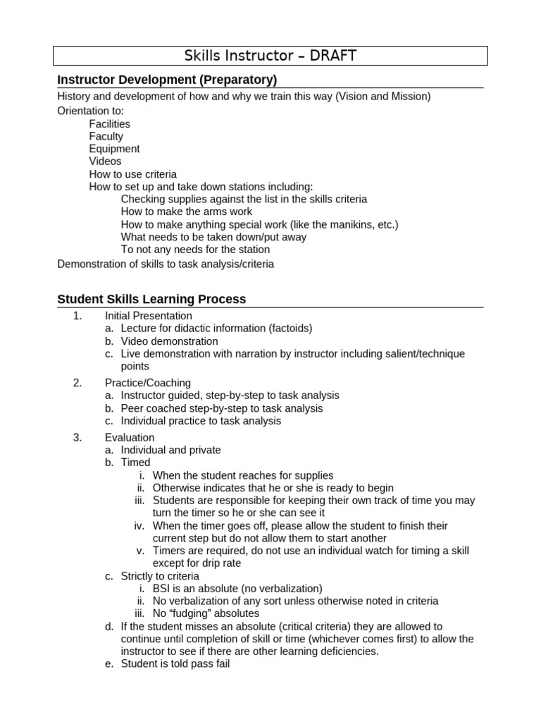 Skills Instructor Information | PDF | Learning | Cognitive Psychology