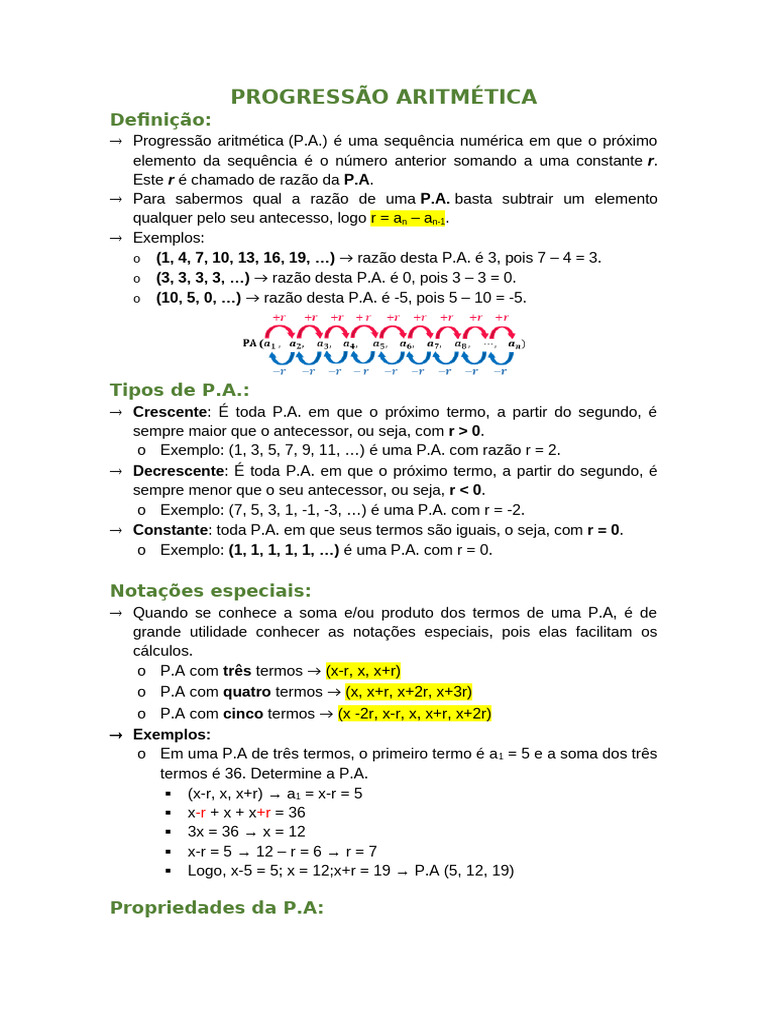 Progressão Aritmética | PDF | Sequência | Matemática