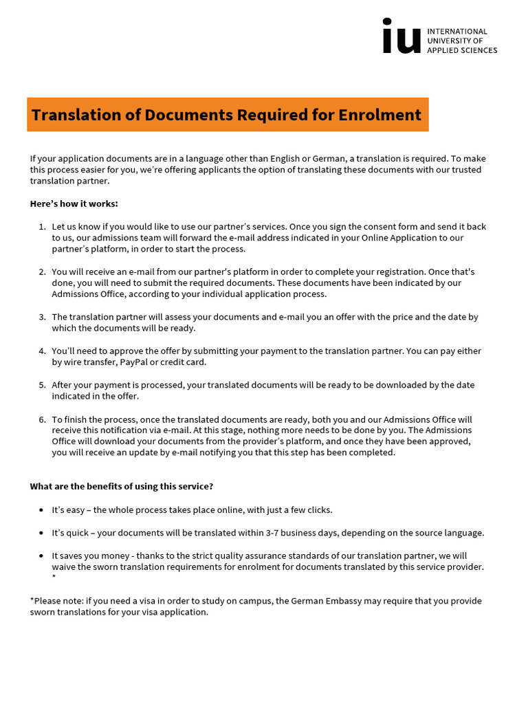 IU Translation of Documents Required For Enrolment 01 A5heio | PDF | Computers