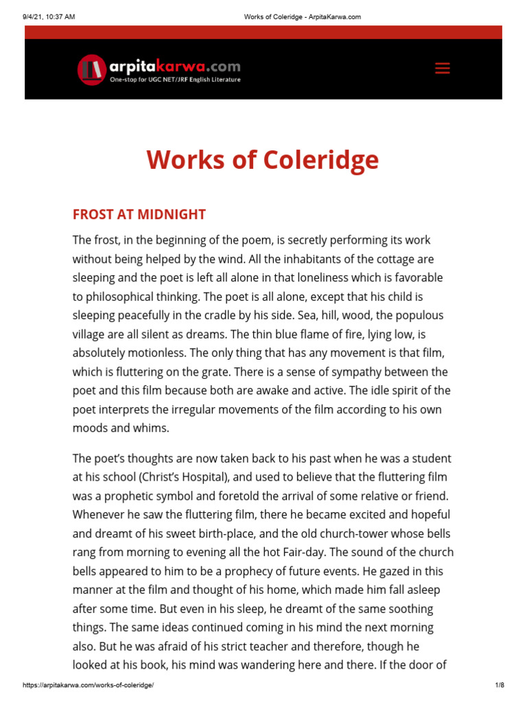 Works of Coleridge | PDF | Samuel Taylor Coleridge