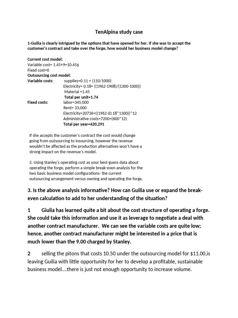 TenAlpina Study Case | PDF | Business | Economies