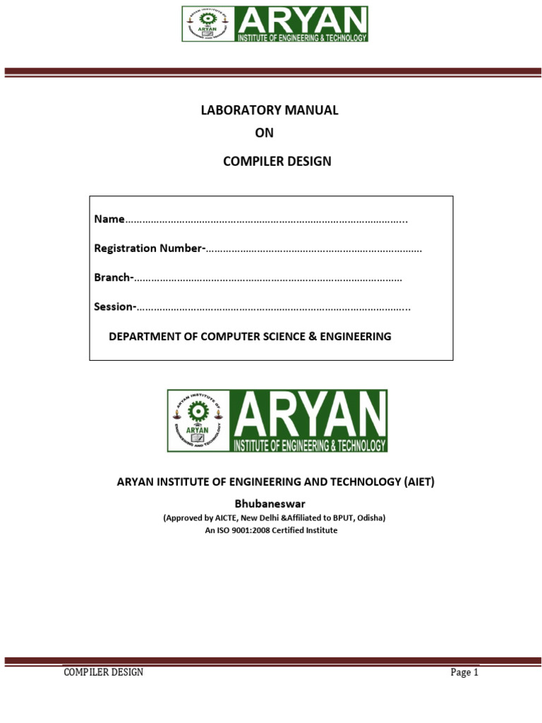 Compiler Design Lab Manula | PDF | Parsing | Engineering
