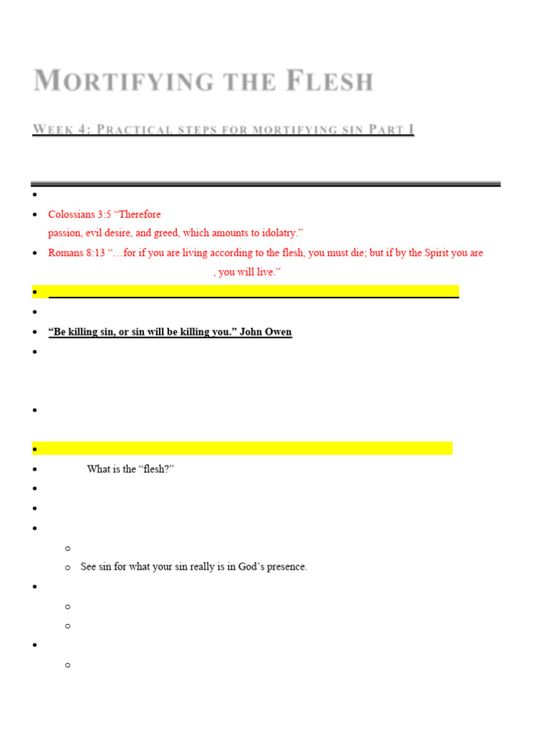4 - How To Mortify The Flesh Part I | PDF | Sin | Grace In Christianity