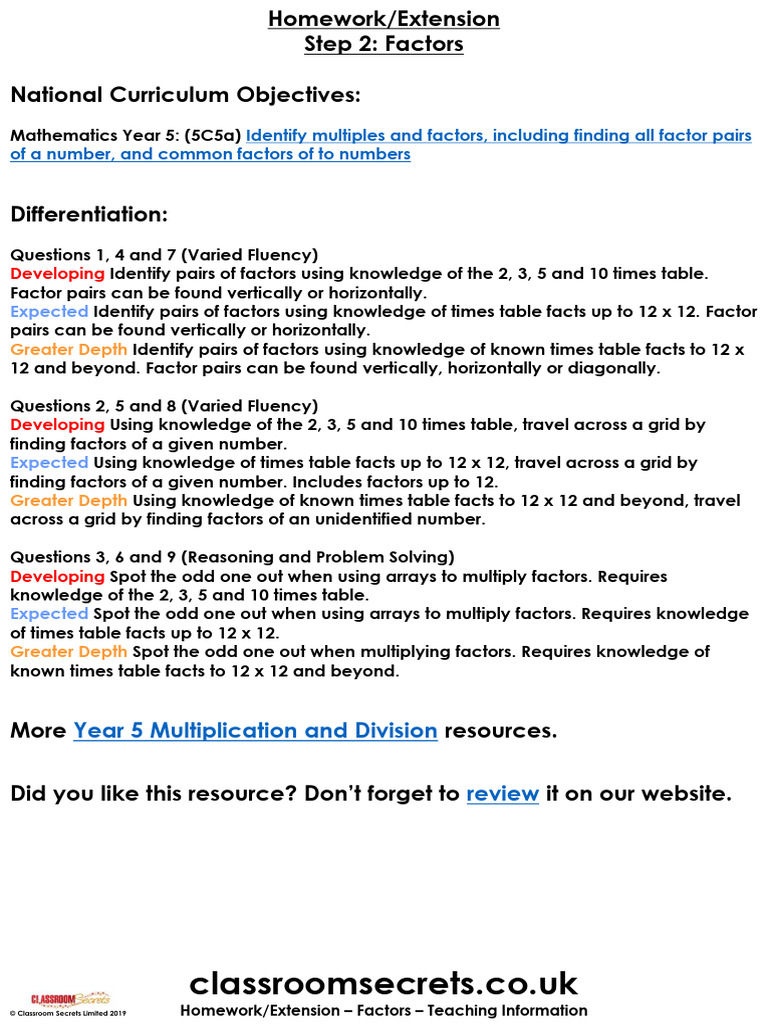 Year-5-Maths-Factors | PDF | Knowledge | Mathematics