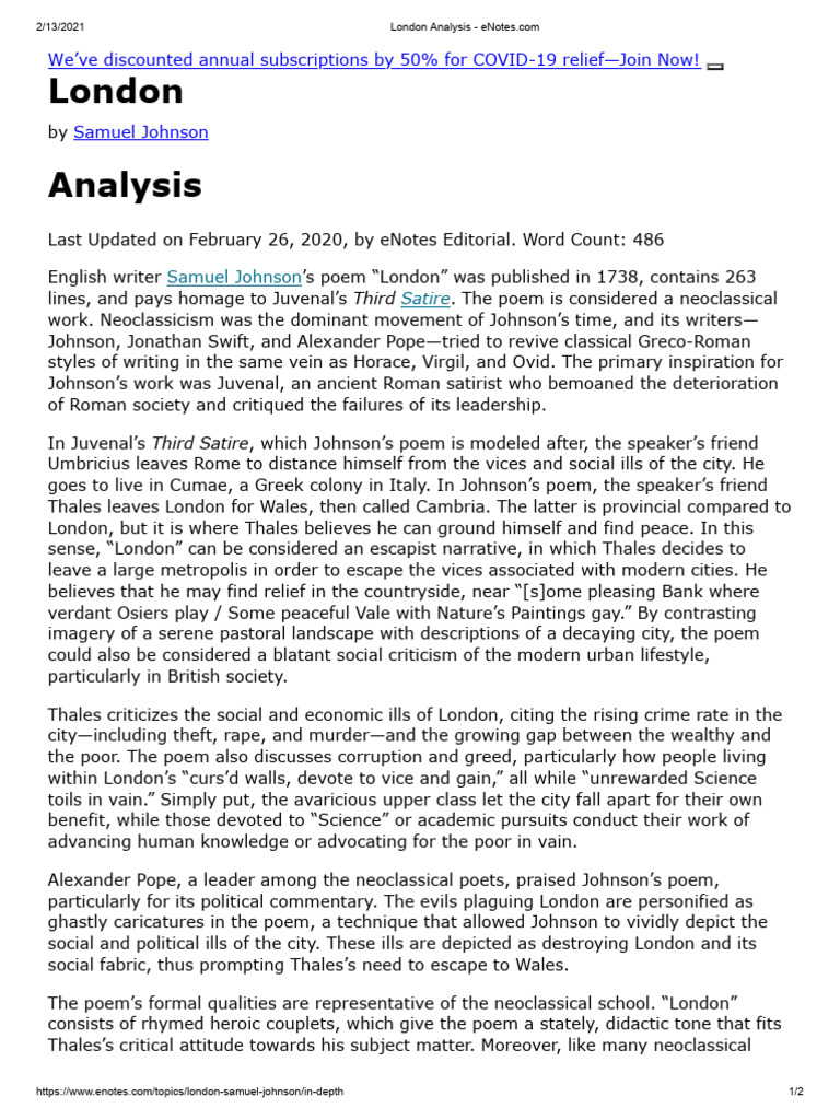 London Analysis | PDF | Classics | General Fiction