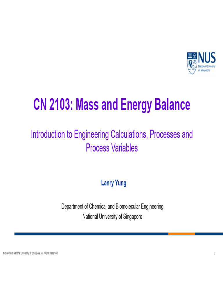 CN2103 1. Engineering Calculation & Process Variables | PDF | Mole (Unit) | Parts Per Notation