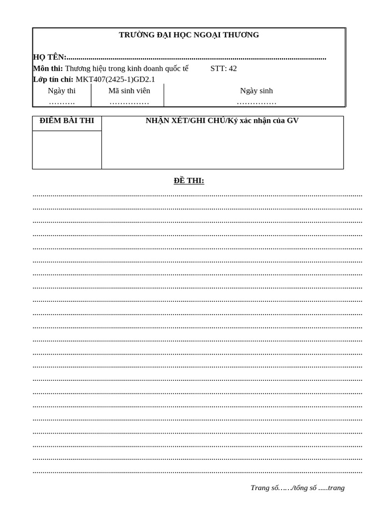 Mau Giay Kiem Tra Giua Ky 1 | PDF