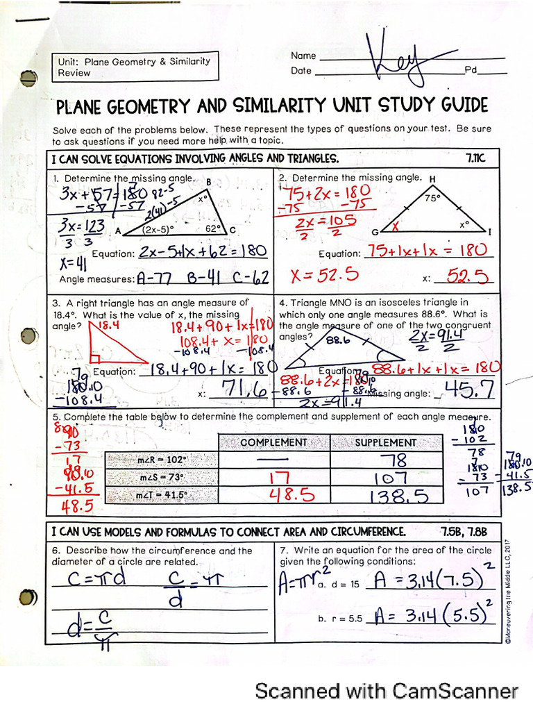 Geometry Study Guide With Answers | PDF