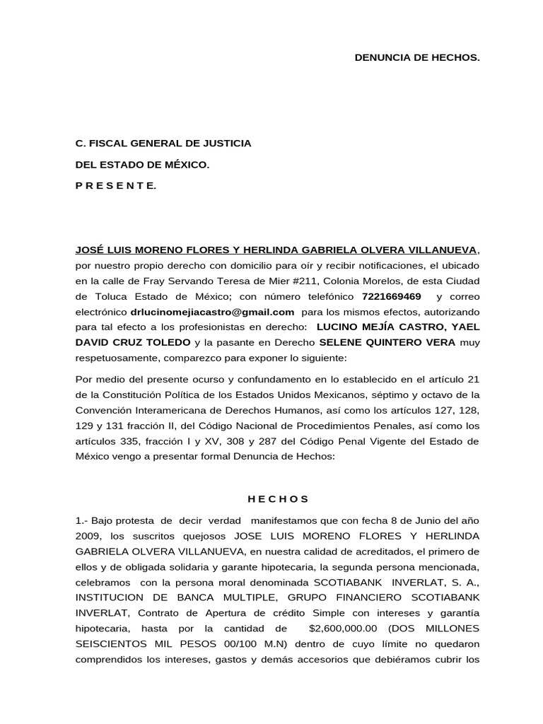 Denuncia de Hechos | PDF | Judicaturas | México