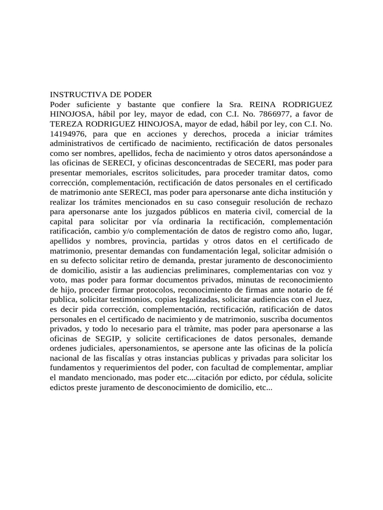 Instructiva de Poder | PDF