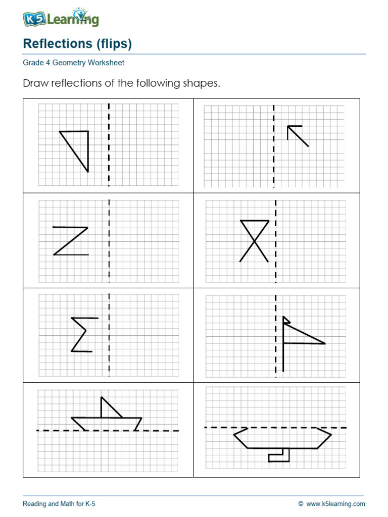 Grade 4 Geometry Reflections Worksheet | PDF