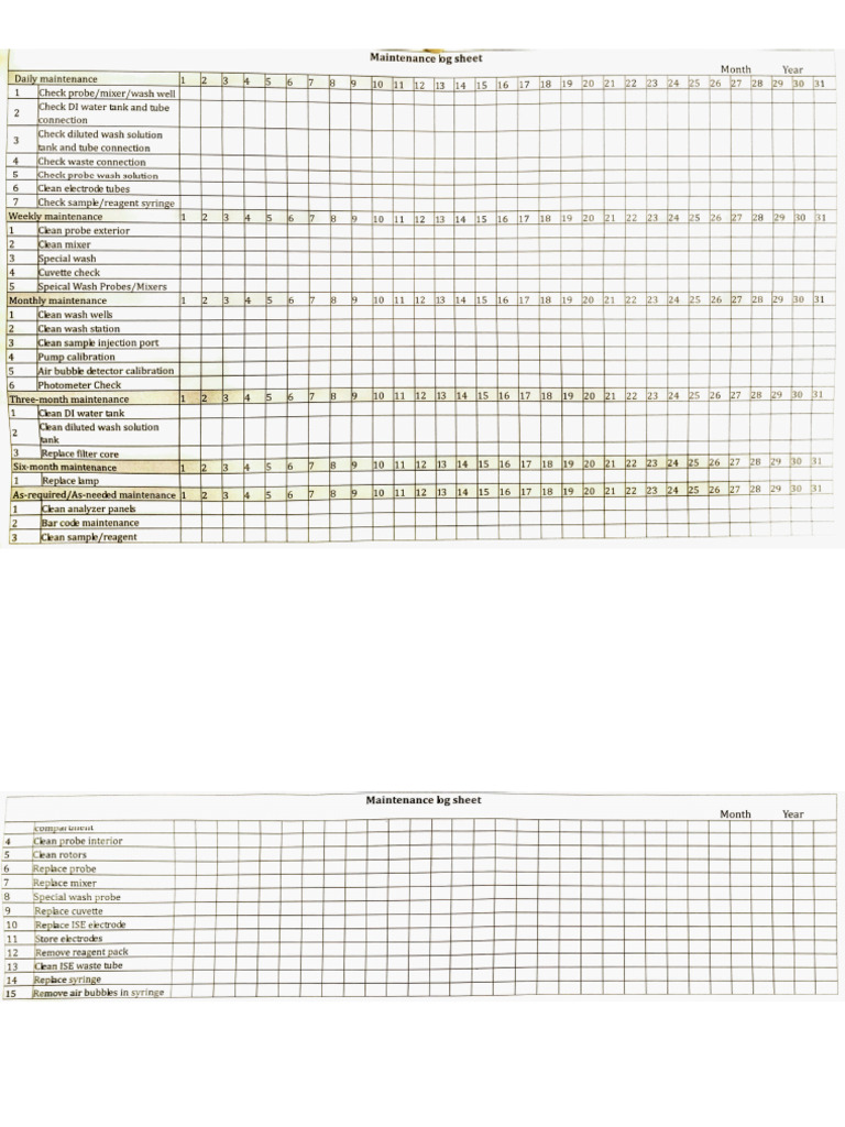 Mindray Maintenance Sheet | PDF
