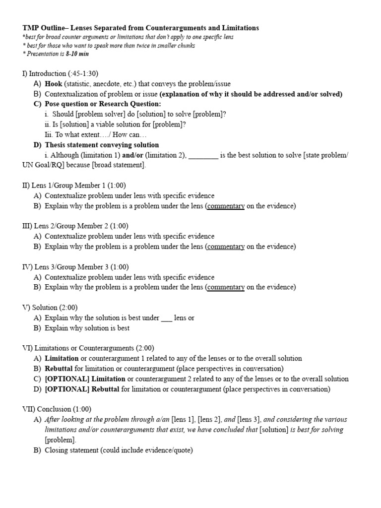 TMP Outline No. 2 - Lenses Separated From Counterarguments and ...