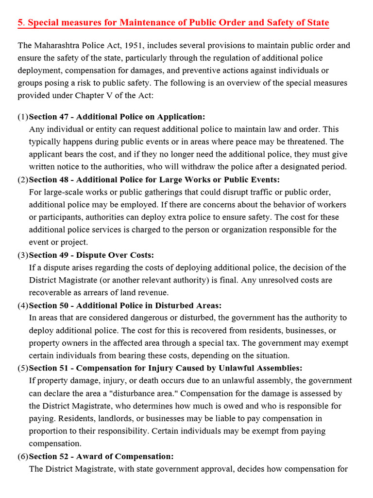 Maharashtra Police Act | PDF | Police | Damages