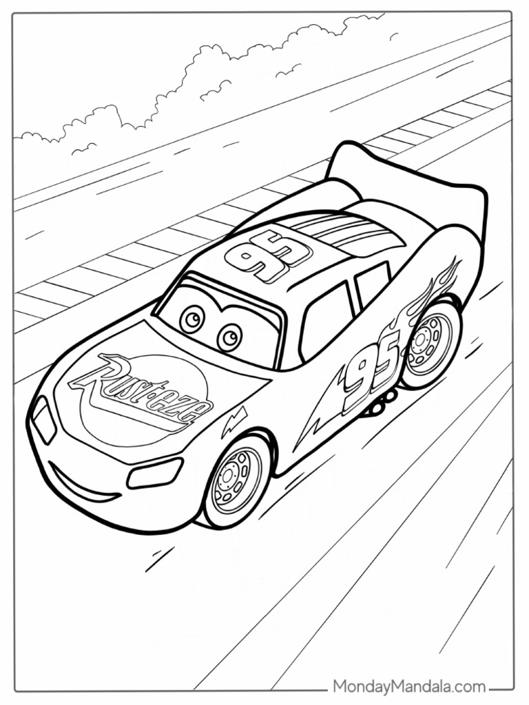 Rusteze Lightning McQueen Coloring Sheet For Kids | PDF