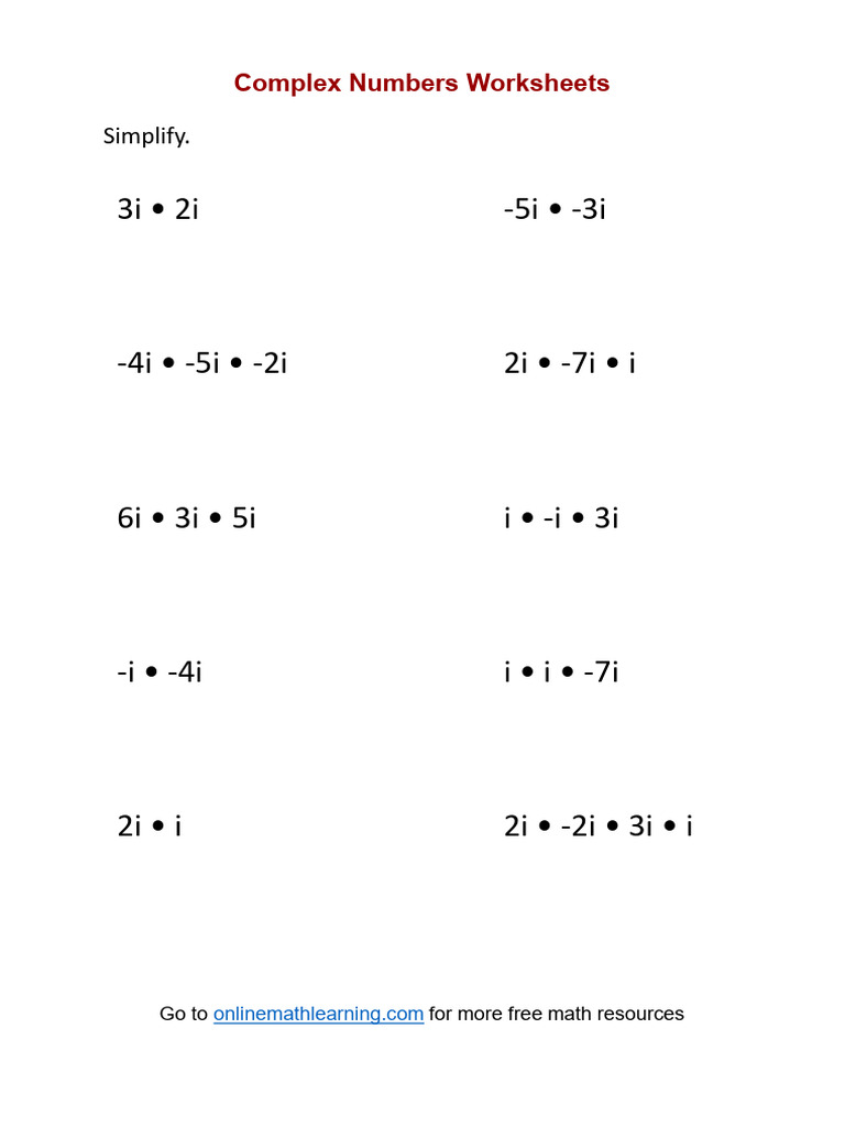 Complex Number Worksheet | PDF | Career & Growth | Art