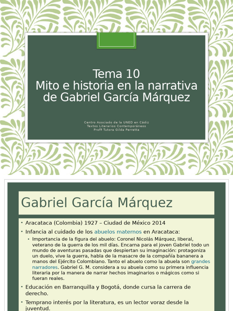 Tema 10. Gabriel GarcÃ A MÃ¡rquez | PDF | Gabriel García Márquez