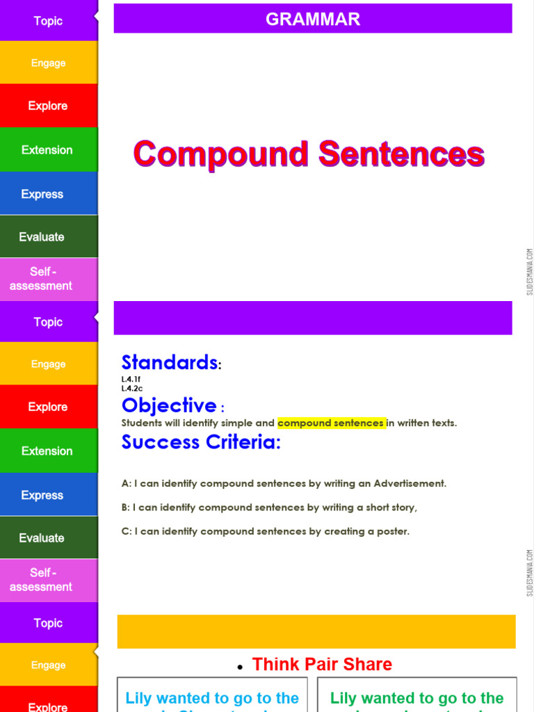 Lesson 3 Grammar Compound Sentences | PDF | Subject (Grammar) | Linguistics