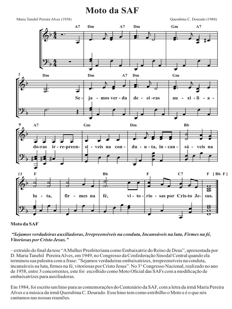 Moto Da SAF - Partitura Com Cifra | PDF