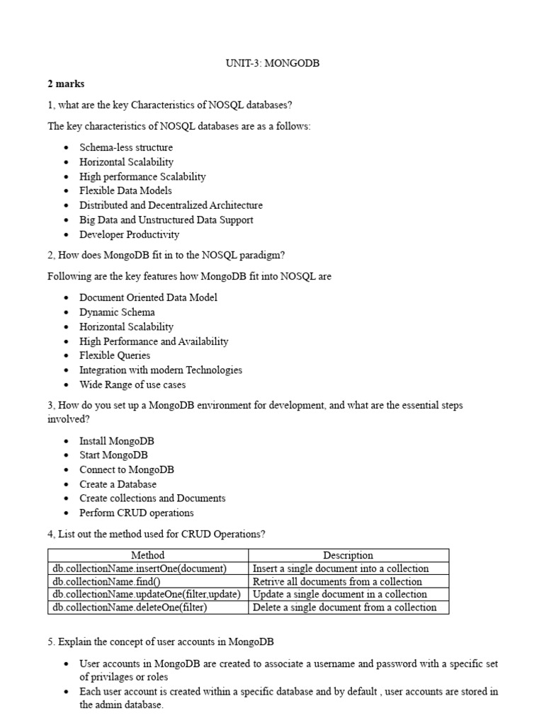 WDF Unit 3 QB & Study Material | PDF | Mongo Db | No Sql