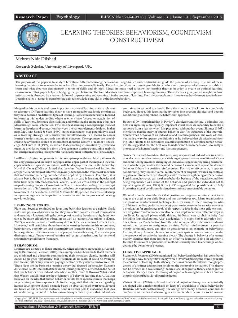 Educators' Guide to Learning Theories | PDF | Learning Theory ...