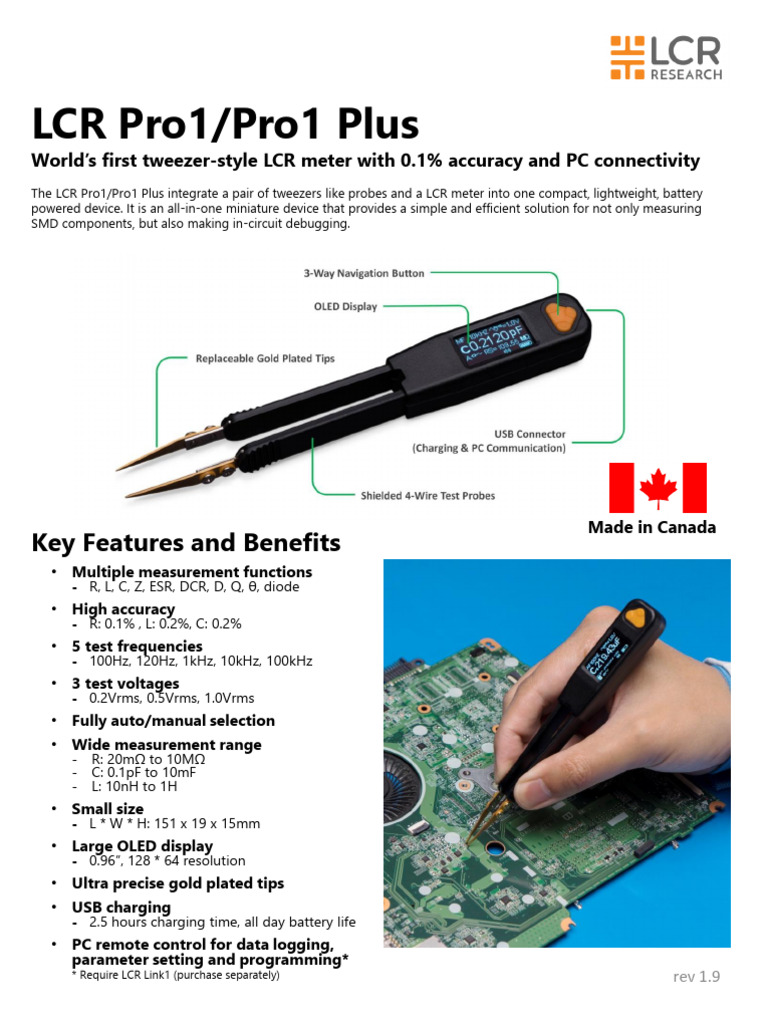 LCR Pro1 and Pro1 Plus Product Brochure Rev1.9 | PDF | Electromagnetism ...