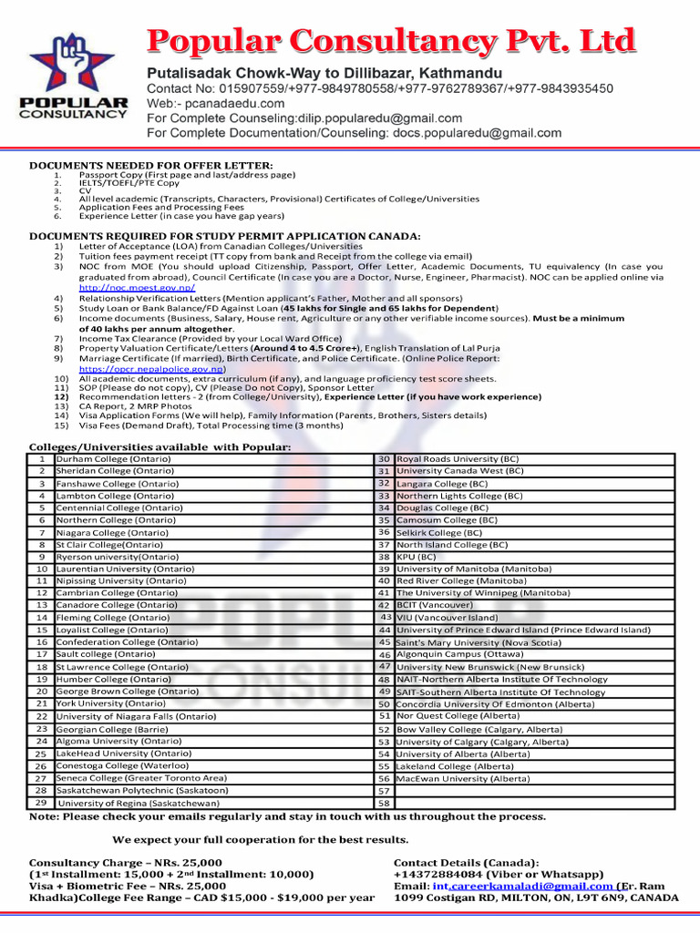 Checklist Canada | PDF