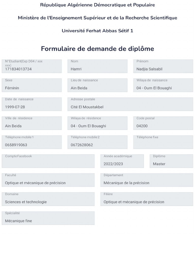 Formulaire | PDF