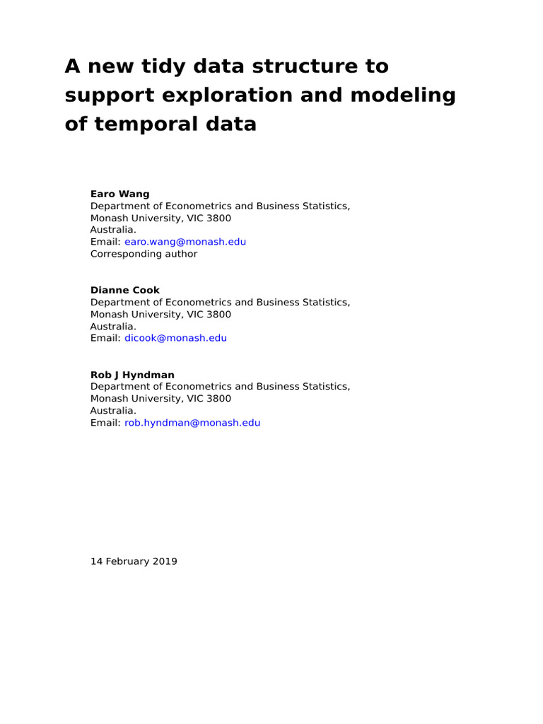 A New Tidy Data Structure To Support Exploration and Modeling of Temporal Data | PDF | Time ...