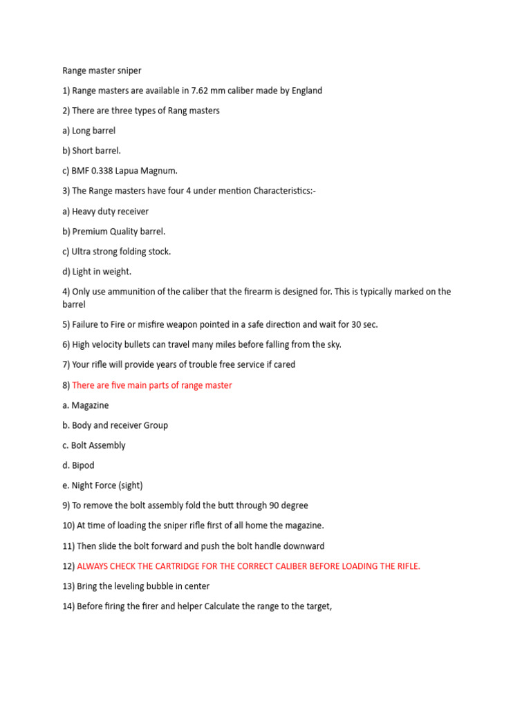 Sniper Important Topics | PDF