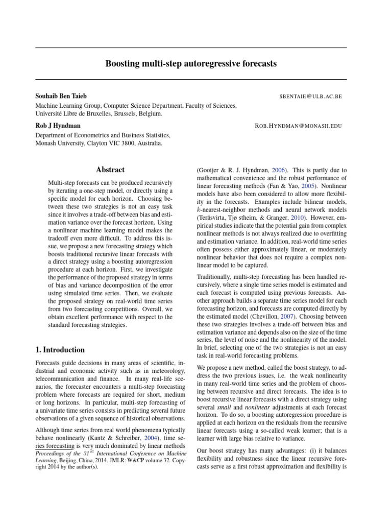 Boosting Multi-Step Autoregressive Forecasts | PDF | Time Series ...