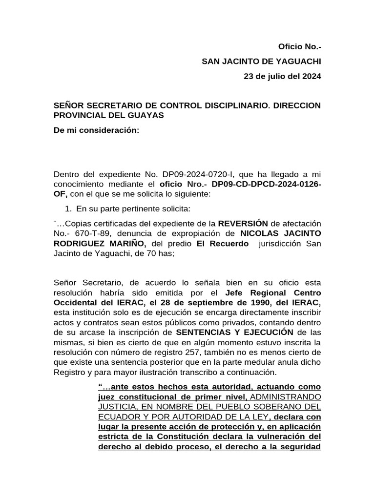 OFICIO | PDF | Debido al proceso | Dominio eminente