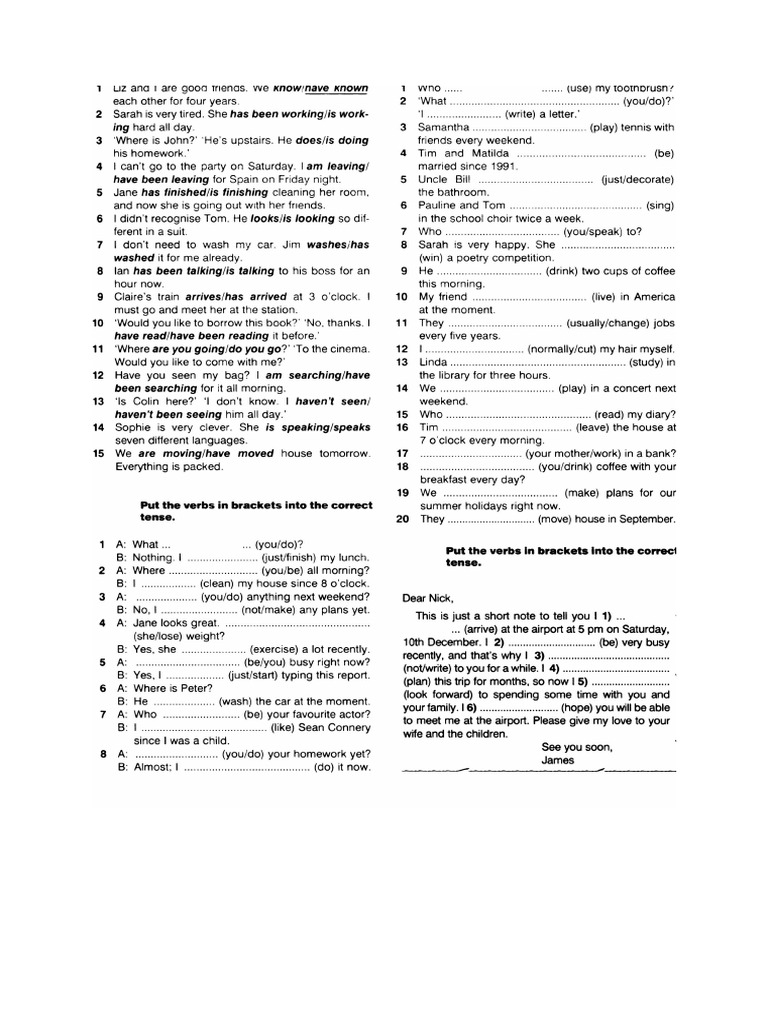 Present Tenses | PDF
