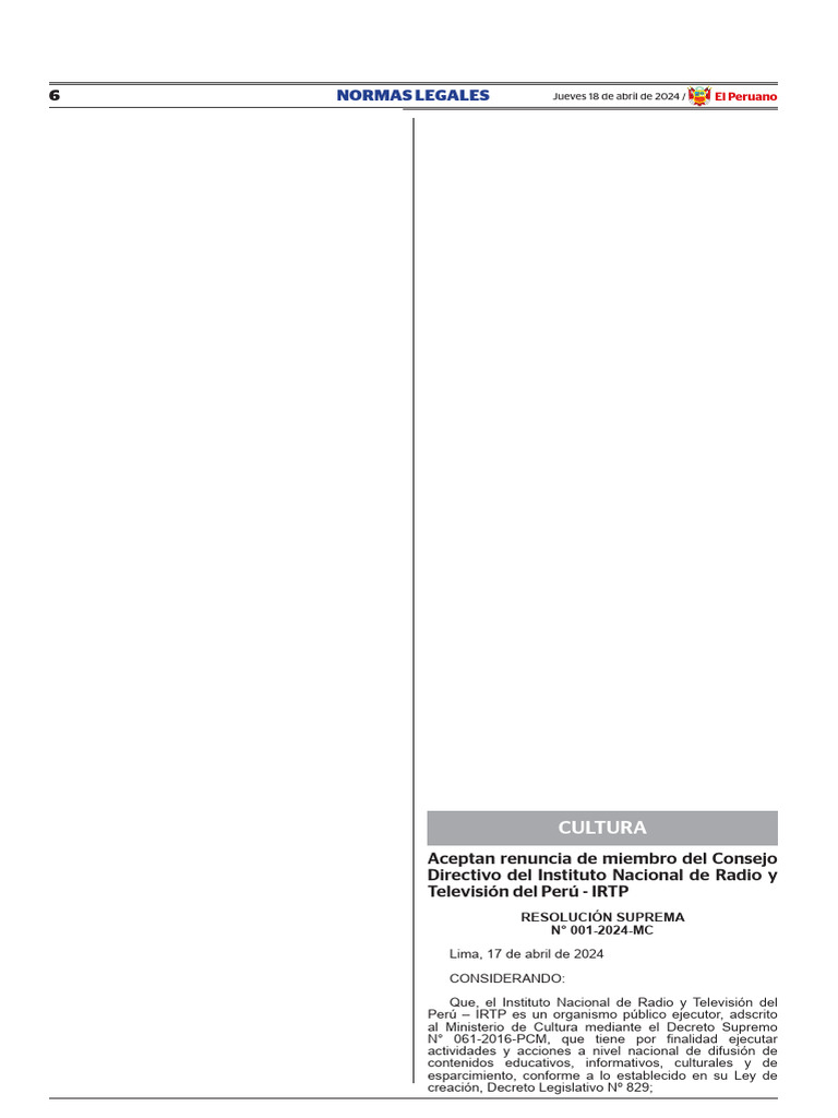 rs001 2024 MC | PDF | Perú | Gobierno