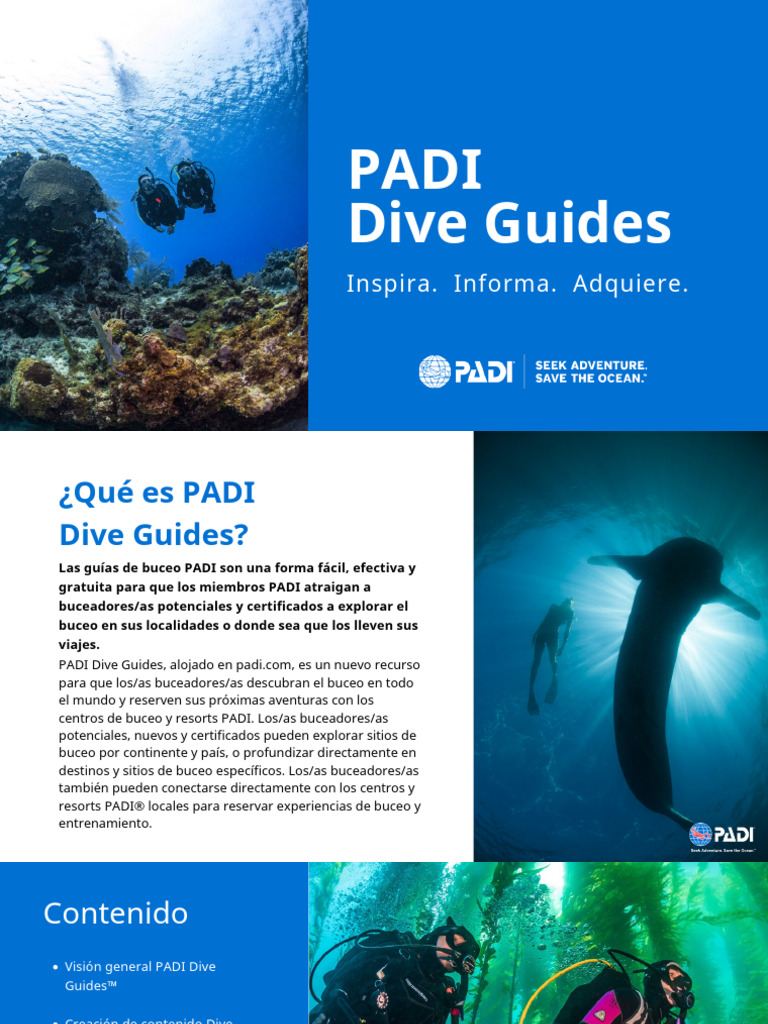 PADI Dive Guides Inspira. Informa. Adquiere. | PDF | Crecimiento ...