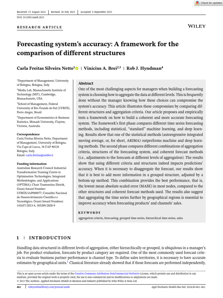Forecasting Systems Accuracy A Framework For The Comparison Of