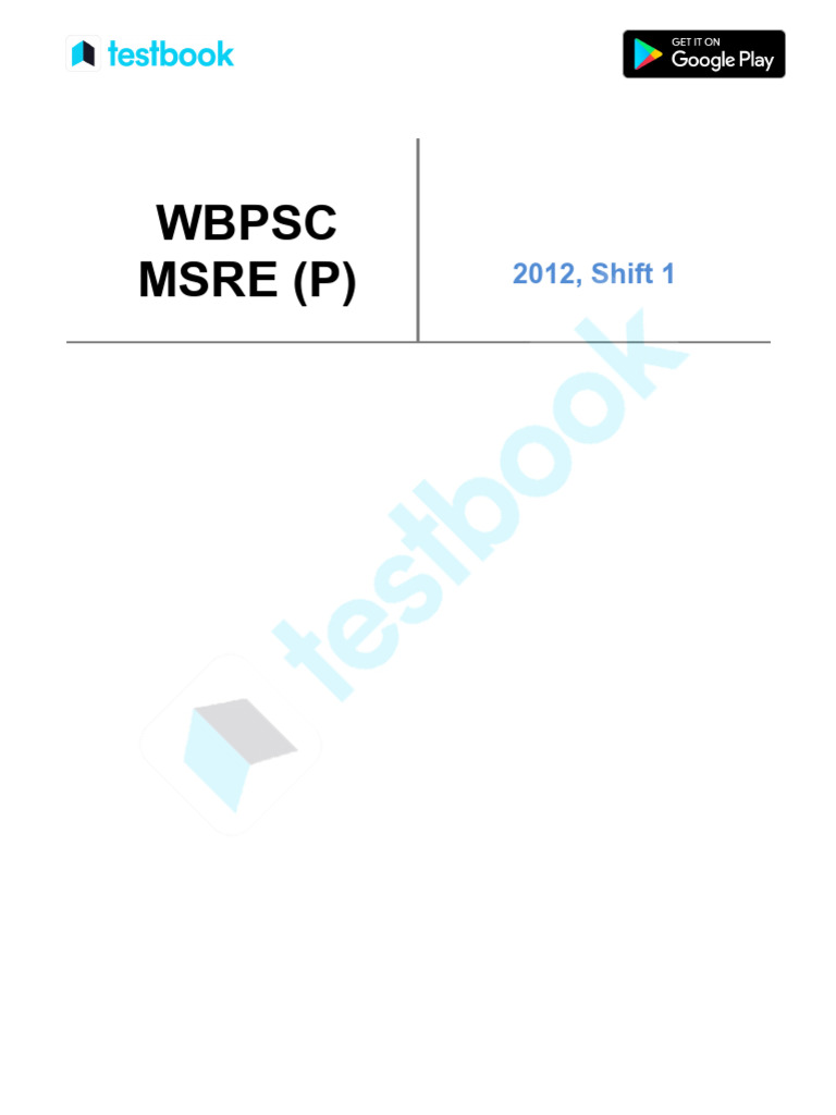 WBPSC Miscellaneous Preliminary Exam 2012 Official Paper (Shift 1) | PDF
