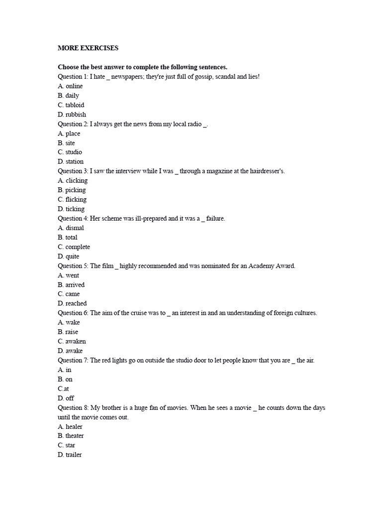 ST12 Unit 4 More Exercises | PDF