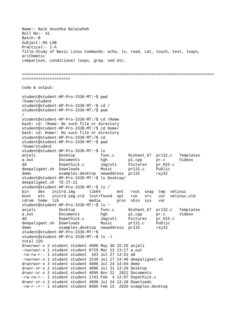 Practical 1 A Pdf Text File Unix