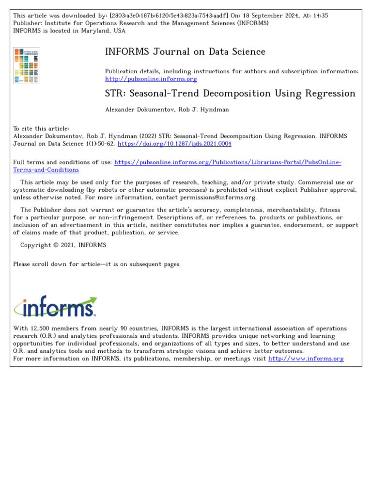 Str Seasonal Trend Decomposition Using Regression Pdf Time Series