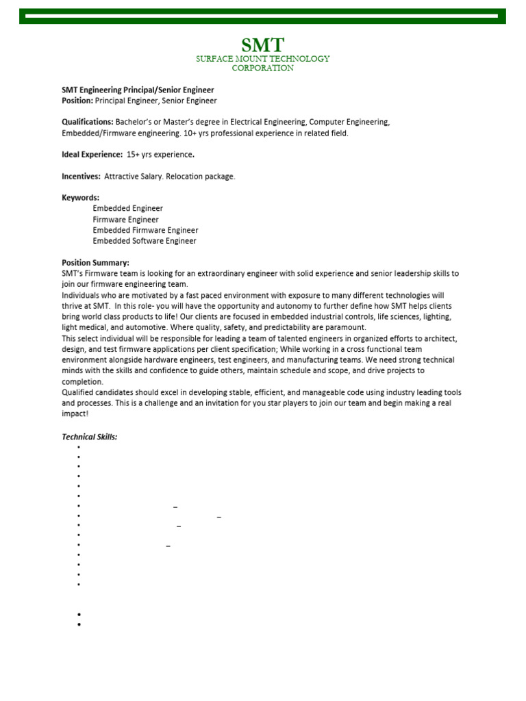 Senior Principal Engineer | PDF | Embedded System | Software