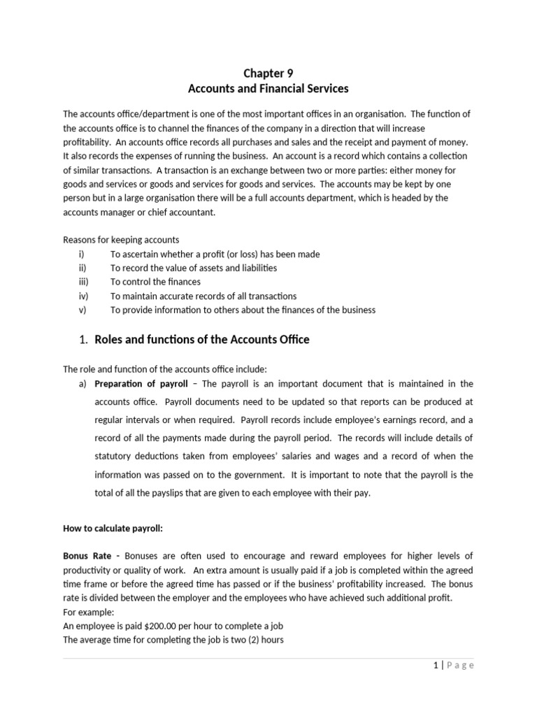 Chapter 9 - Accounts and Financial Services | PDF | Cheque | Banks