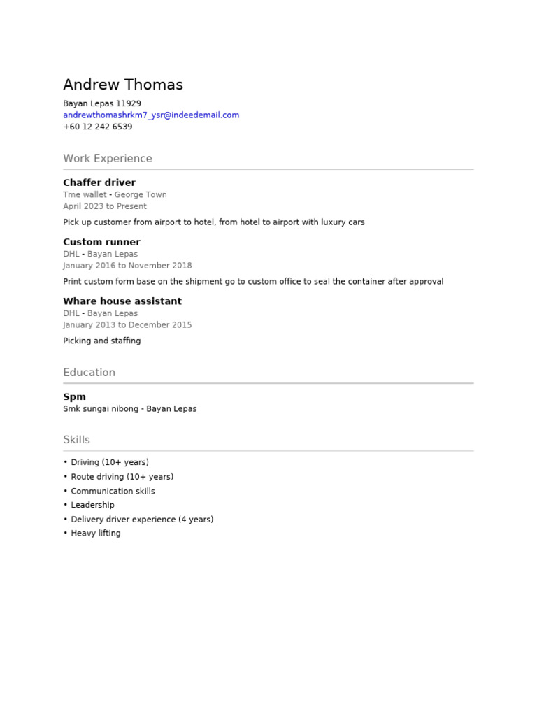 Resume Andrew Thomas | PDF